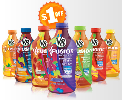 $1.00 off any 46oz. bottle of V8 V-Fusion - Hunt4Freebies