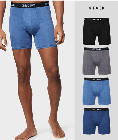 4-Pack 32 Degrees Men’s Cool Boxer Briefs (Various Colors) ONLY $11.95 ...